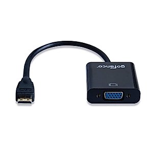 gofanco Active Mini HDMI to VGA Converter (Black) with Micro USB Power Cable for Mini HDMI Enabled Ultrabooks, notebooks, Tablets, Cameras and camcorders to Connect to VGA displays (MiniHDVGA)