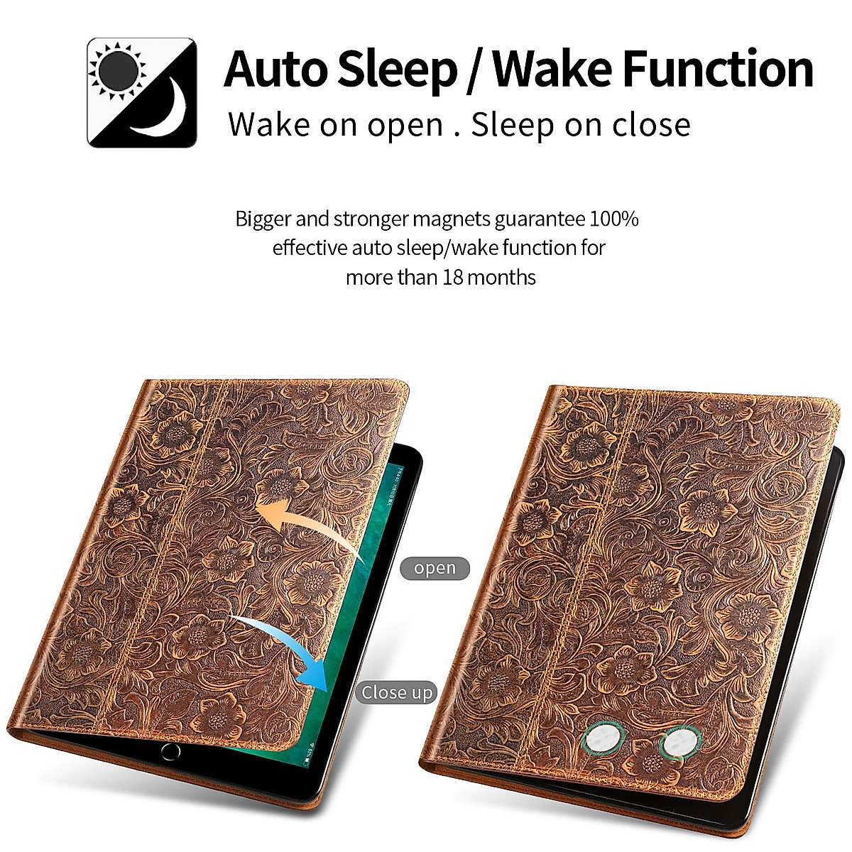 Gexmil Case for iPad 7.9 Inch Mini 4/5, with Pencil Holder,applies Cowhide Folio Cover for iPad Mini 4 Genuine Leather case (Pattern-Brown)