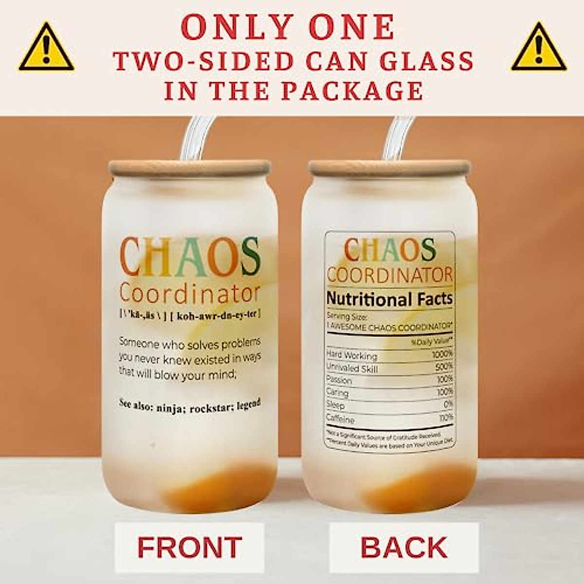 Chaos Coordinator Gifts Cup - Thank You Appreciation Office Gifts for Women, Her, Mom, Coworker, Manager, Teacher, Nurse, Supervisor, Wedding Planner - Boss Lady Gifts for Women - 16 Oz Can Glass