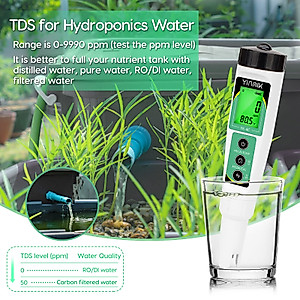 YINMIK EC Salt TDS Meter 4 in 1 Salinity Conductivity TDS Temperature Meter for Hydroponics, Waterproof PPM Water Tester with Backlit for Salt Water Pool, Nutrients, Aquarium, Aquaponics
