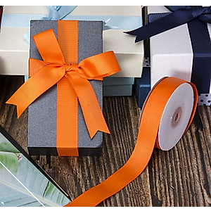 ATRBB 25 Yards 1 Inch Solid Grosgrain Ribbon Roll for Gift Wrapping DIY Hair Accessories (Orange)
