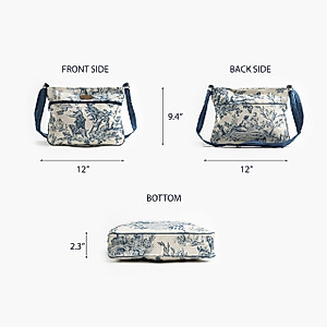 Maison d' Hermine Cross Body Bag 100% Cotton Canvas Hand Bag Shoulder Bag for Women Men Shopping Travel Everyday Use Multi Zippered Pocket Sling Bag (The Miller - Blue)