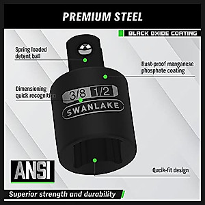 SWANLAKE 7PCS Impact Power Drill Socket-Adapter Set, Hex-Shank Socket to Drill 1/4" 3/8" 1/2" Impact Driver Adapter