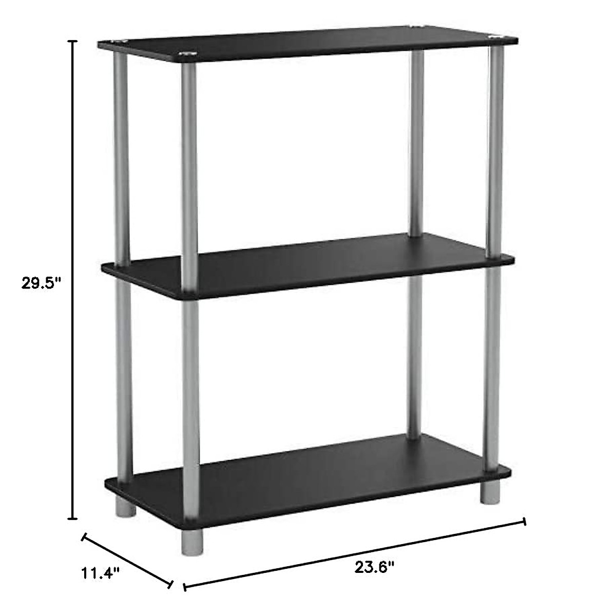 Furinno Turn-N-Tube Display Rack, 3-Tier Single, Black/Grey