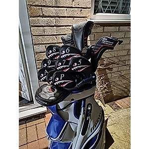 Craftsman Golf 10pcs/Set Shark Golf Club Iron Head Covers Headcover with No. on Both Sides Suitable for Right and Left Handed Golfer Zipper Closure (Iron Headcover)