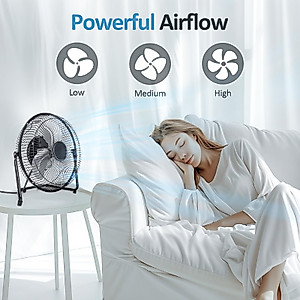 BEESTAR Floor Fan,3-Speed Portable Metal Fan, Fan Quiet for Home, High Velocity Floor Fan with Adjustable Tilt for Home Office Bedroom,Black (9 INCH)