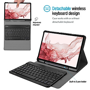 ProCase Galaxy Tab S8 / Tab S7 11 inch Keyboard Case SM-X700 X706 SM-T870 T875 T878, Slim Lightweight Protective Cover with Magnetically Detachable Wireless Keyboard -Black