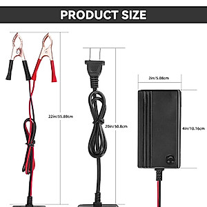USTOPF1T 12V Battery Charger and Maintainer, Smart Charger Lead Acid Batteries with Clamps for Motorcycles, Trucks, Lawnmowers and Maintenance Charging for Cars, SUVs, RVs