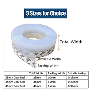 HANFINEE 35MM Door Seal Strip 10M/33ft Door Strip Bottom Weatherproof Soundproof Self-Adhesive Silicone Weather Stripping for Doors and Windows Gaps