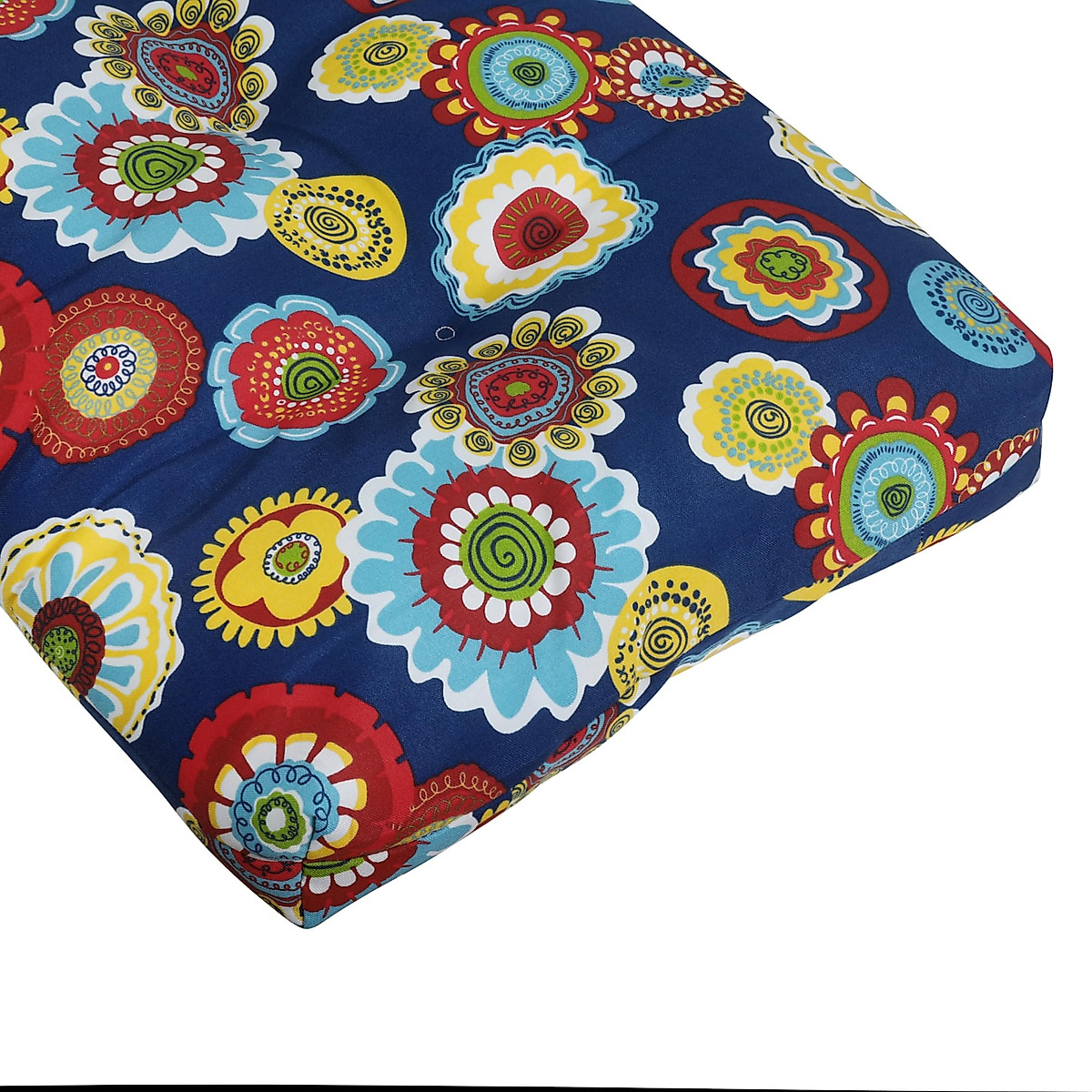 Magpie Fabrics Patio Bench Cushion 45"x18", Indoor/Outdoor Non-Slip Water Resistant Long Seat Pads, Tufted Loveseat Cushion for Swing, Settee, Window, Garden, Wicker, Front Porch (Heronsbill Navy)