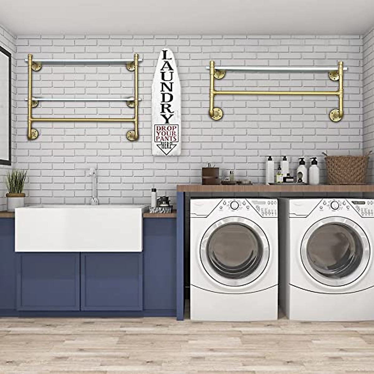 MAIKAILUN Clothes Rack with Shelf, 36in Industrial Pipe Wall Mounted Garment Rack, Space-Saving Display Hanging Pipe Clothes Rack, Heavy Duty Detachable Multi-Purpose Hanging Rod for Closet Storage