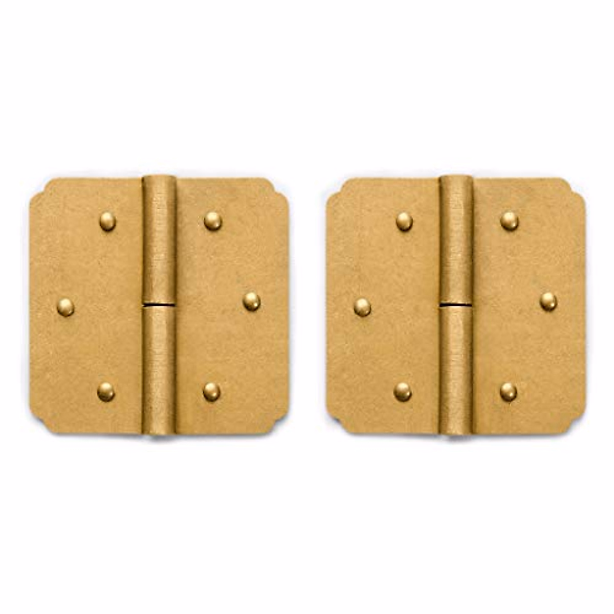 Hardware Philosophy Rounded Corner Brass Hinge 1.77 Inches - Set of 2 - Architectural, Interior Design, Doors, Furniture Cabinet Customization Hardware