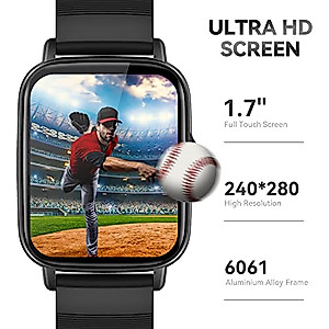 EIGIIS Smart Watch for Men 1.7" HD Waterproof Smartwatch Compatible with iPhone Samsung Android Phones Sports Fitness Tracker Watch with Heart Rate Sleep Monitor Pedometer