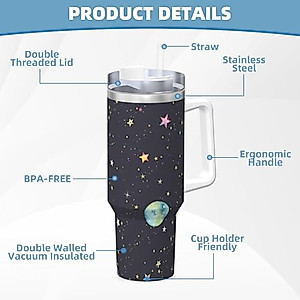 HULIBIN Galaxy.. Print Double Deck Stainless Steel Travel Coffee Cup With Lid 40 Oz Ice Bully Cup