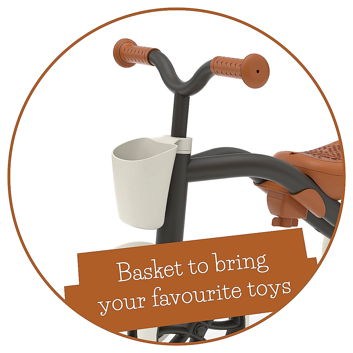 Chillafish Quadie Basket Stable 4-Wheel Grow-with-me Ride-on with Basket in The Front and Adjustable seat Height, for Kids 1-3 Year, Black