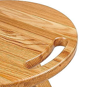 AllAboutEmbroideryUA Folding Oak Stool Beige Natural Organic Wooden seat Side Table Porable Compact Chair Kitchen Furniture Handmade Hight 17.7 inches (45 cm) (Oak Beige)