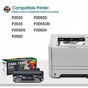 Cool Toner Compatible 05A Toner Cartridge Replacement for HP CE505A Toner Cartridge for HP Laserjet P2035 P2055DN P2035N P2030 P2050 P2055D P2055X Printer Ink (Black, 2-Pack)