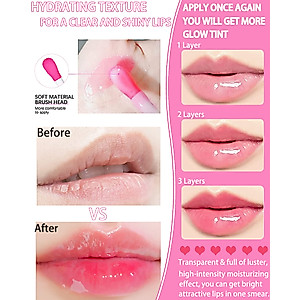 Plumping Lip Glow Oil, Hydrating Tinted Lip Oil Gloss, Transparent Toot Lip Oil, Long Lasting Lip Balm Moisturizing Glow Oil, Glitter Shine Primer Lip Tint Lip Care Product,Gift for Women(#015 Cherry)