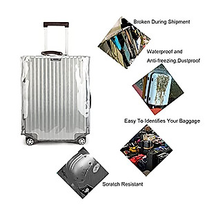 Sanseenia Luggage Covers for Suitcase, 18 20 22 24 Inch Full Transparent Suitcase cover, Clear PVC Thicken Travel Luggae Protector Cover (28 Inch)