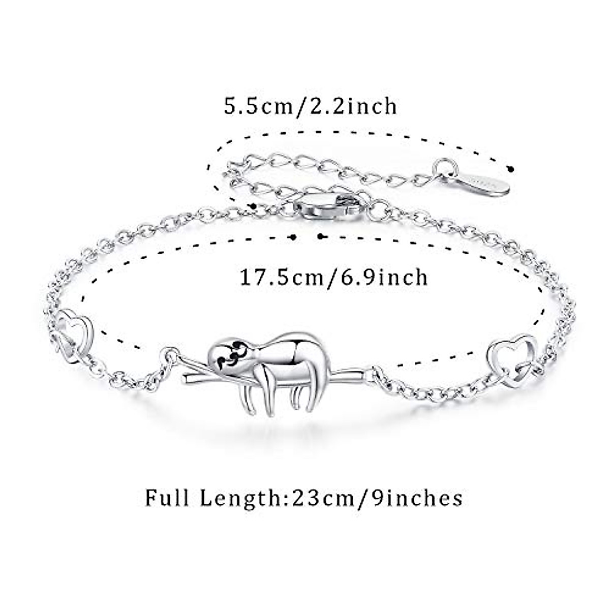 JUSTKIDSTOY Sloth Pendant Necklace Sterling Silver “Slow Down Be Happy” Slider Animal Necklaces for Women Teens Sloth Gifts Lover (Bracelet)