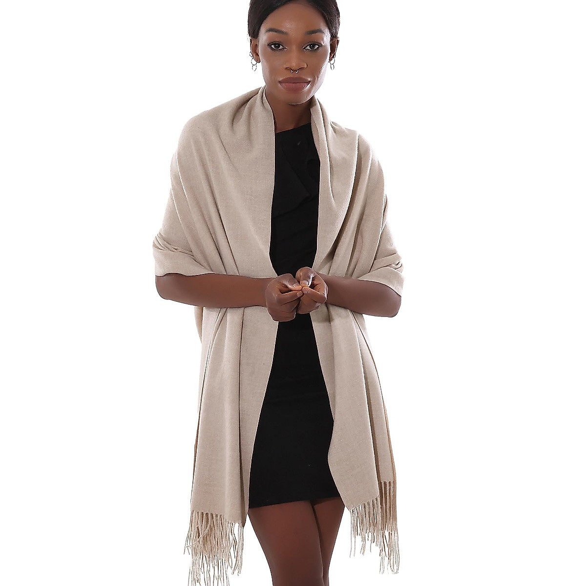 RUI VTRON Womens Winter Scarf Beige Pashmina Shawls and Wraps for Evening Dresses Warm Blanket Scarf for Wedding