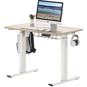 SHW Memory Preset Electric Height Adjustable Standing Desk, 40 x 24 Inches, Maple