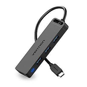 VENTION USB C Hub, USB Type C to USB Adapter with 4 USB 3.0 Ports, Thunderbolt 3 USB 3.0 Port with Powered Support, USB Hub for Laptops, MacBook Pro/Air 2020/2019 and More USB Type C Devices 3FT