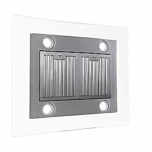 FIREGAS Island Range Hood 30 inch 700 CFM with Chimney, Ceiling Mount Kitchen Vent Hood with Tempered Glass, 4 LED Lights, Permanent Filters, Premium Touch Control Panel, Includes Charcoal Filter