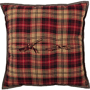 VHC Brands Rustic & Lodge Pillows & Throws-Cumberland Patchwork 18" x 18" Pillow, 18x18, Chili Pepper Red