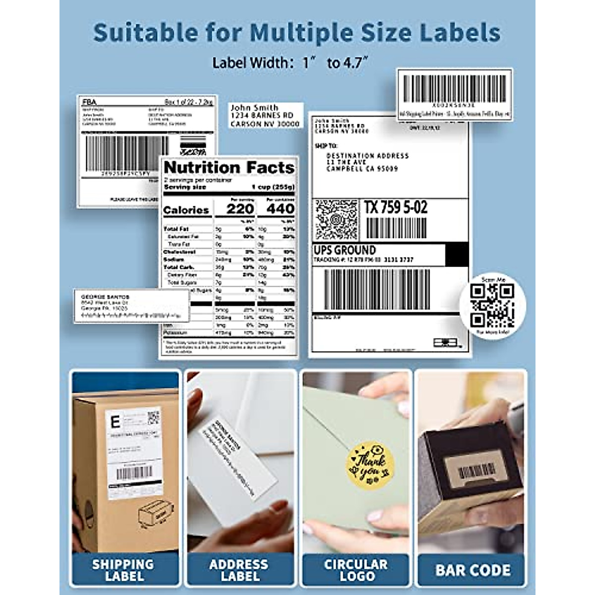 Label Printer with Thermal Pink Round Label - 1.25" x 2.25",1000 Sheets/Roll, 1 Roll