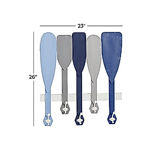 Deco 79 Wood 5 Hangers Wall Hook, 23" x 4" x 26", Blue