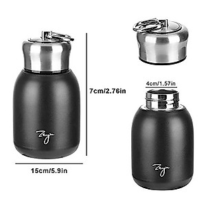10.15oz/300ML Mini Thermal Mug Leak Proof Vacuum Flasks Travel Thermos Stainless Steel Drink Water Bottle Small Thermos Cups for Indoor and Outdoor by Floor88 (Black)