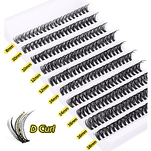 Cluster Lashes Wispy Natural Look Individual Lashes 200pcs D Curl DIY Cluster Eyelash Extension 9-16mm Mixed Tray 3D Volume Faux Mink Cluster Lashes by ZANLUFLY