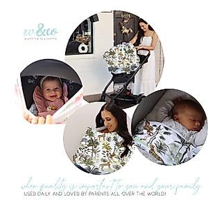 Multi-Use Baby Canopy Cover, Nursing Blanket for Breastfeeding, Shopping Cart Cover, Highchair Cover, and Baby Announcement Kit. Packaged in Luxury Box with Ribbon.