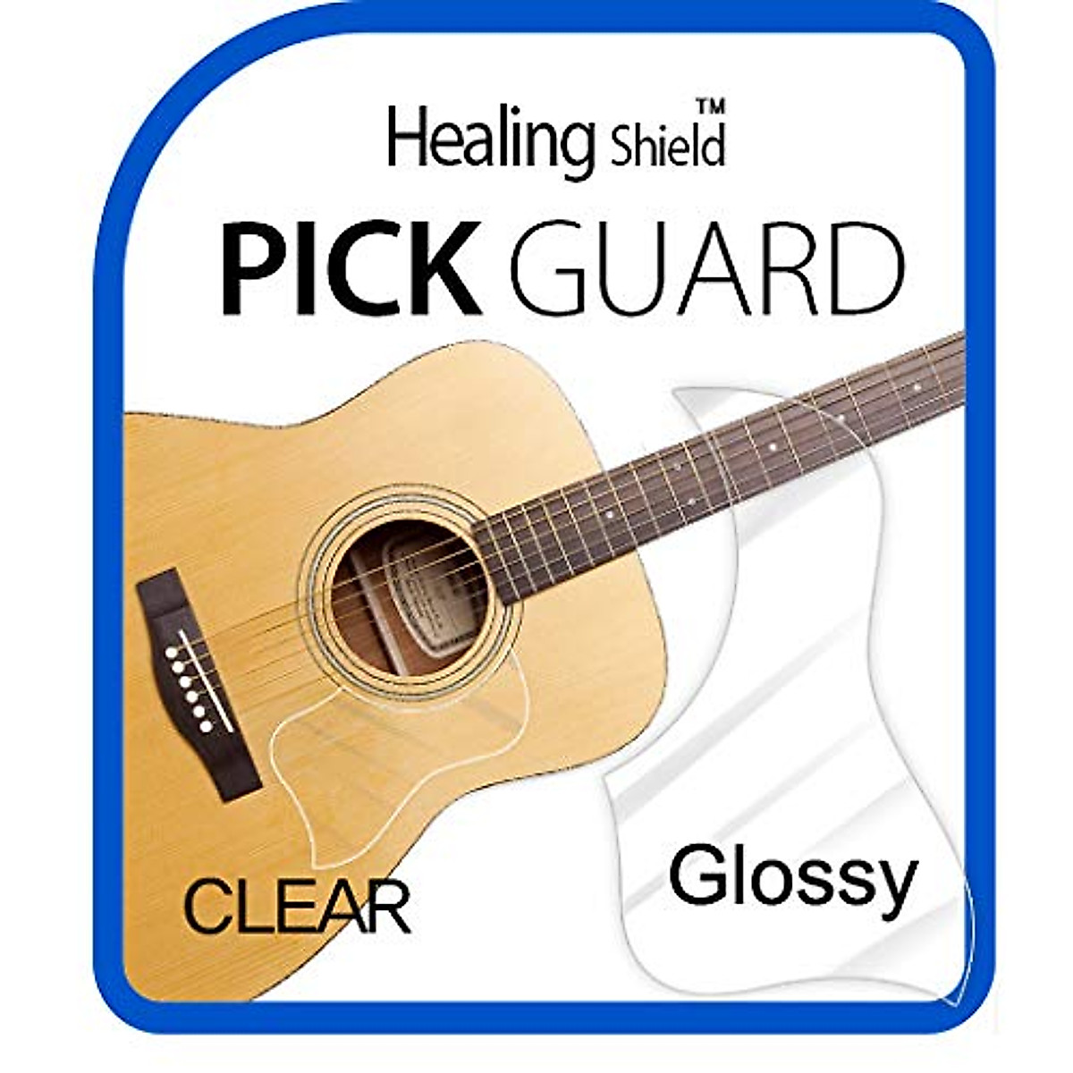 Healing shield Premium Acoustic Guitar Pickguard Pick Guard, Clear Glossy, Style Type, Modern