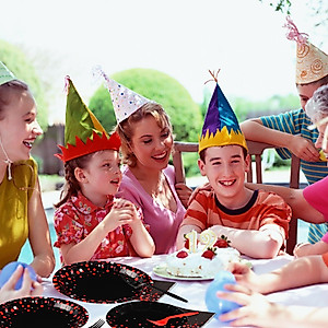 96Pcs Black and Red Party Supplies Red Dot on Black Party Plates and Napkins Disposable 350GSM Black and Red Birthday Tableware Set for Birthday Baby Shower Wedding Decorations, Serves 24