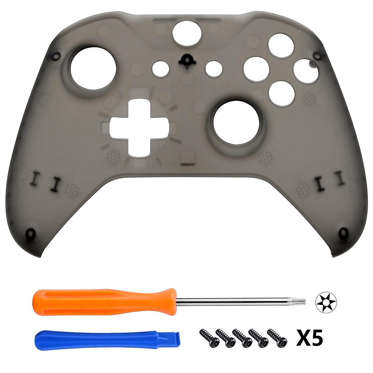 eXtremeRate Foggy Clear Black Faceplate Cover for Xbox One Wireless Controller (Model 1708), Custom Replacement Front Housing Shell for Xbox One S & Xbox One X Controller - Controller NOT Included