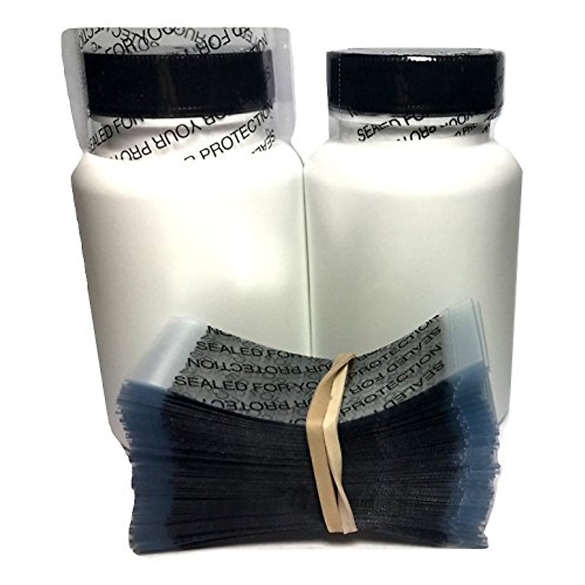 66 x 25 mm PRINTED Black Perforated Shrink Band for Growler Bottles, Pharmaceutical Bottles, Gallon Jugs, Honey Bottles, and More. Fits 1 1/4" to 1 1/2" Diameter - Pack of 250