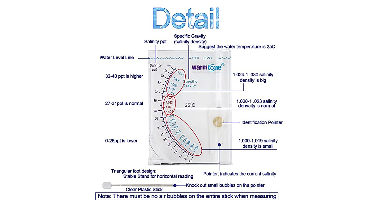 Abnaok Salinity Tester, Sea Specific Gravity Test for Fish Tank Pond ...