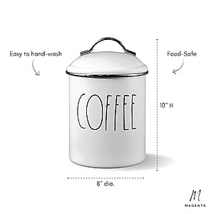 Rae Dunn Tin Coffee Canister, Tin Canister with Lid and Elongated Writing
