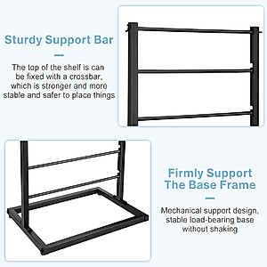 Aulin 6 Tier Large Capacity Ribbon Storage Organizer Rack - Metal Ribbon Spool Holder for Craft Ribbon Washi Tape Arts & Crafts Supplies, Ribbon Rack for Craft Room, Florist Arts Wrapping (Black)