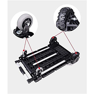 GAOFD Four Wheel Plastic Trolley Moving Delivery Load Heavy Truck Folding Tablet Portable Small Car Car Supplies/Black/Large