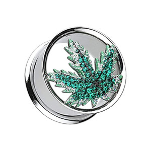 Pot Leaf Multi-Sprinkle Dot Ear Gauge Tunnel WildKlass Plug (3/4" (19mm))