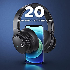 PurelySound E7 Active Noise Cancelling, Wireless Over Ear Bluetooth Headphones, 20H Playtime, Rich Deep Bass, Comfortable Memory Foam Ear Cups for Travel, Home Office -Matte Black