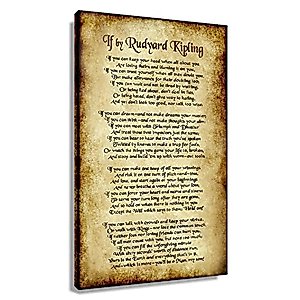Rudyard If Poster Modern Poem Framed Motivational Wall Art Print Retro Canvas Inspirational Quotes Poster Vertical Picture For Bedroom Deco Framed (12x18 inch)