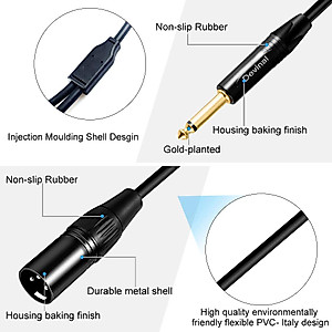 Devinal Dual 1/4 to XLR Y Splitter Cable, Double 6.35mm TS Male to XLR 3pin Male Stereo cord, Dual quarter inch Mono to XLR Male Plug Microphone Audio Converter Adapter 6 Feet 1.8m