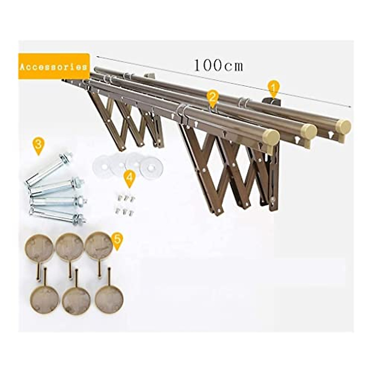 XMCX Wall Mounted Clothes Drying Rack Space Saving Extendable Foldable Clothes Airer Drying Rack Towel Rail Bar Bathroom with Windproof Hook Easy Storage (Size : 4 Rails)