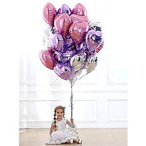 30 pcs Heart Balloons 18" Foil Love Balloons Mylar Balloons Silver heart balloons Valentines Day Decorations Balloons for Valentines Day Propose Marriage Wedding Party Wedding