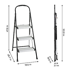 COSCO Three Step Folding Step Stool with Rubber Hand Grip