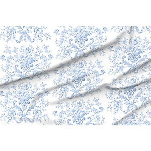 Spoonflower Fabric - Grandmillennial Cottagecore French Countryside Blue and White Floral Printed on Petal Signature Cotton Fabric by The Yard - Sewing Quilting Apparel Crafts Decor